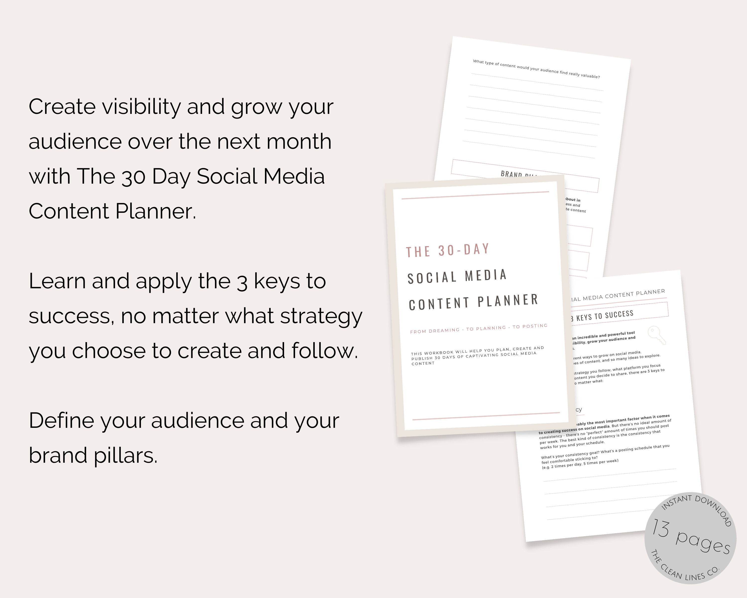 Social Media Planner 30 Day Social Media Content Planner, Business & Content Creator Marketing ...