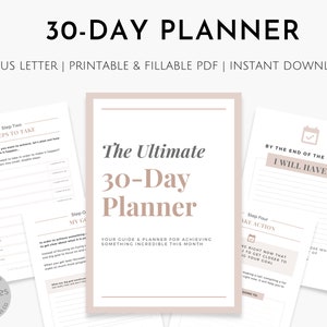 30 Day Planner | Guided Monthly Goal Setting Workbook With Undated 30 ...