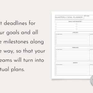 Annual Goal Planner | Yearly Goal Setting Planner With Quarterly ...