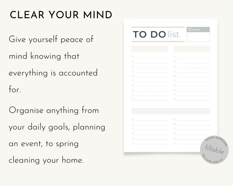 Daily to Do List | Blank Checklist, Printable to Do List, Fillable PDF ...
