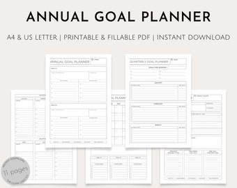 Annual Goal Planner Yearly Goal Setting Planner With Quarterly, Monthly ...