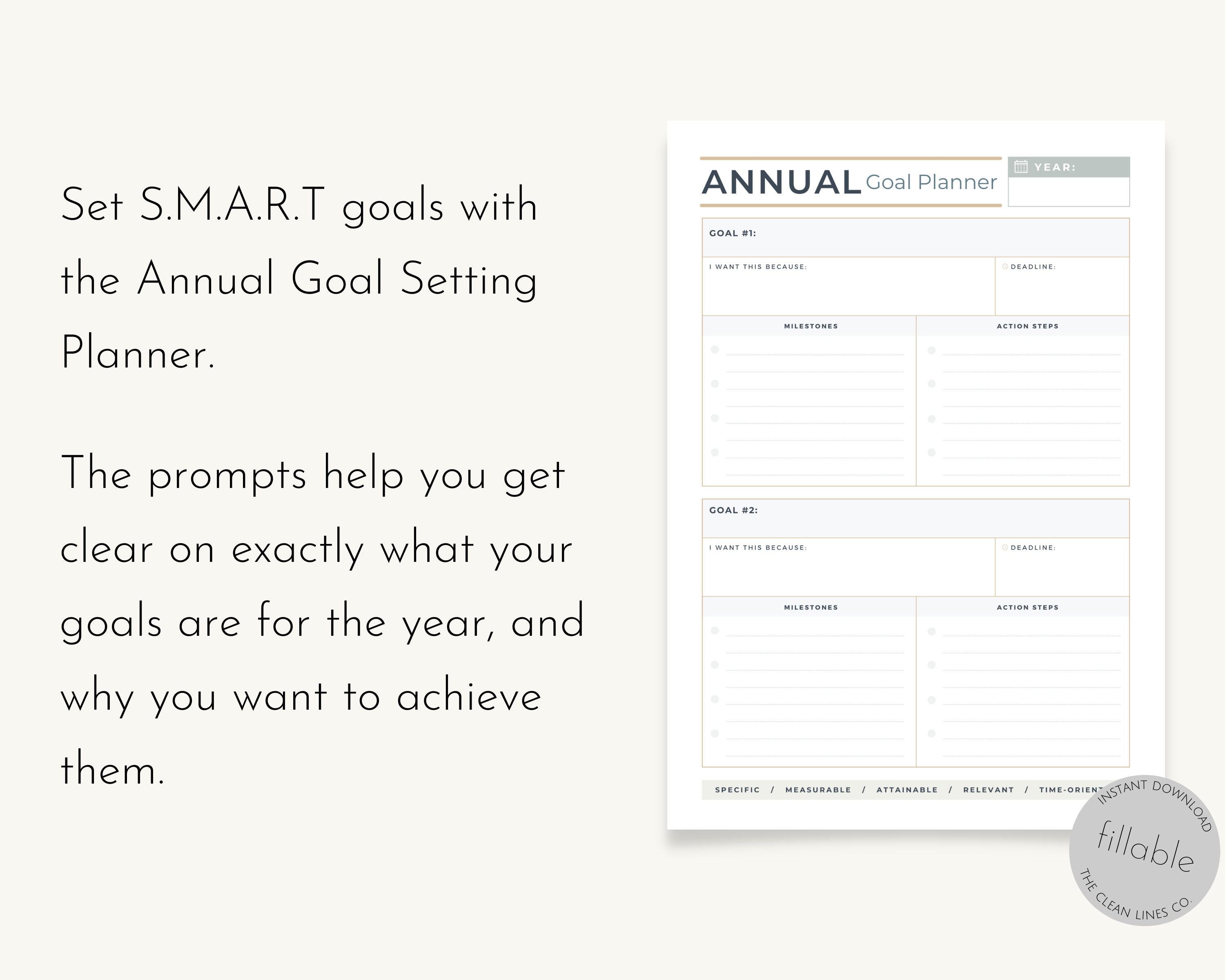 Annual Goal Planner Yearly Goal Setting Planner With - Etsy