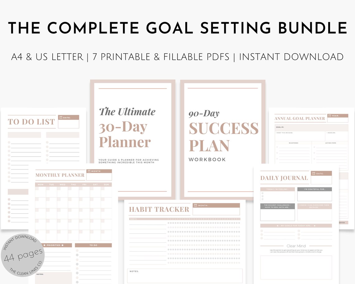 Goal Setting Bundle Includes Annual Goal Planner, 30 & 90 Day Planners ...