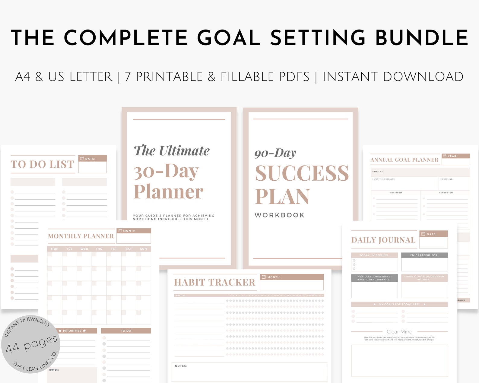 Goal Setting Bundle | Includes Annual Goal Planner, 30 & 90 Day ...