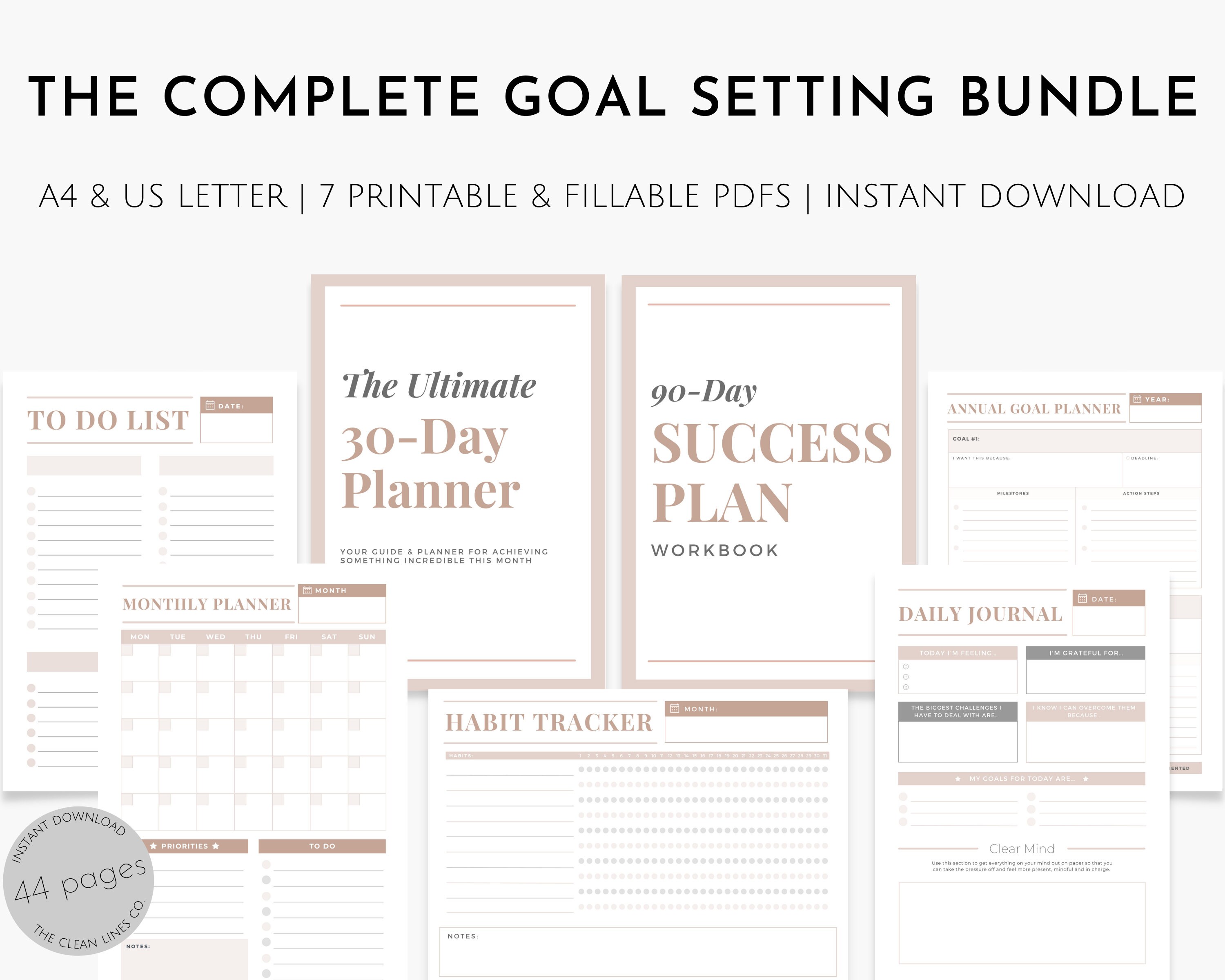 Goal Setting Bundle Includes Annual Goal Planner, 30 & 90 Day Planners ...