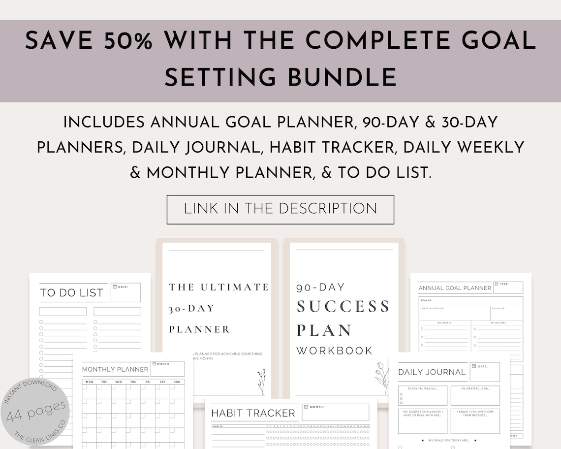 Annual Goal Planner | Yearly Goal Setting Planner With Quarterly ...