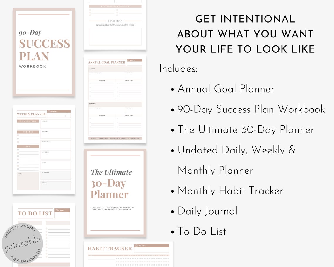Goal Setting Bundle Includes Annual Goal Planner, 30 & 90 Day Planners ...