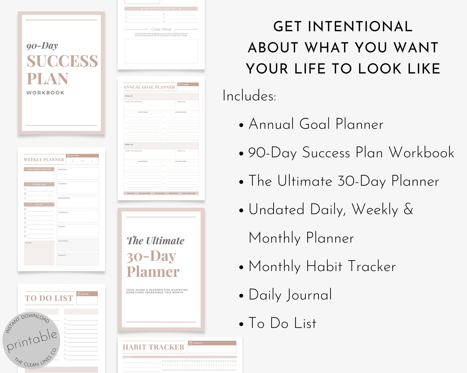 Goal Setting Bundle | Includes Annual Goal Planner, 30 & 90 Day ...