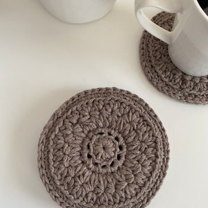 Handmade Crochet Taupe Colour Coasters Set, Set of 2, Set of 4, Cotton ...