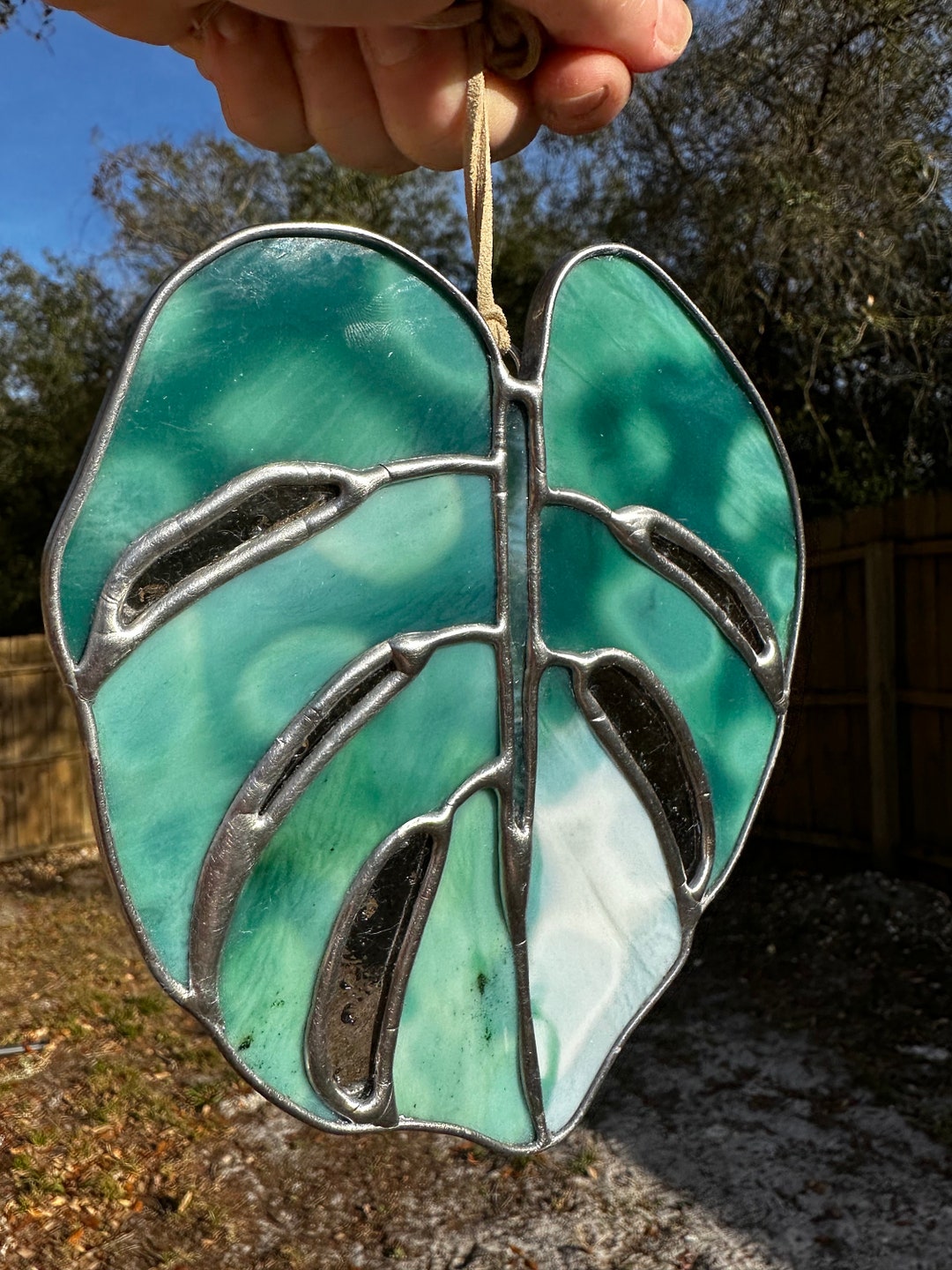 Variegated Monstera Leaf Stained Glass - Etsy