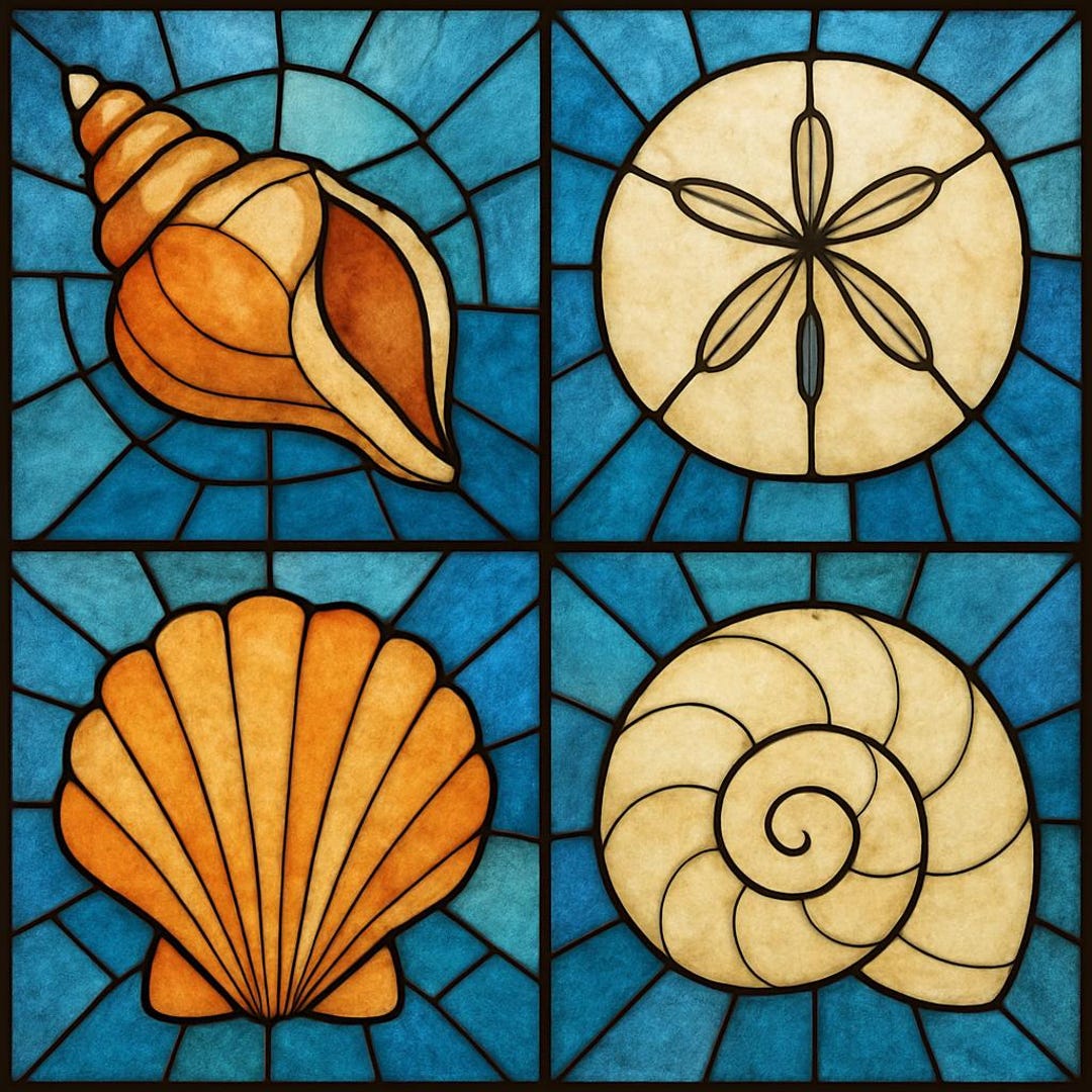 Seashells Stained Glass Pattern - Etsy