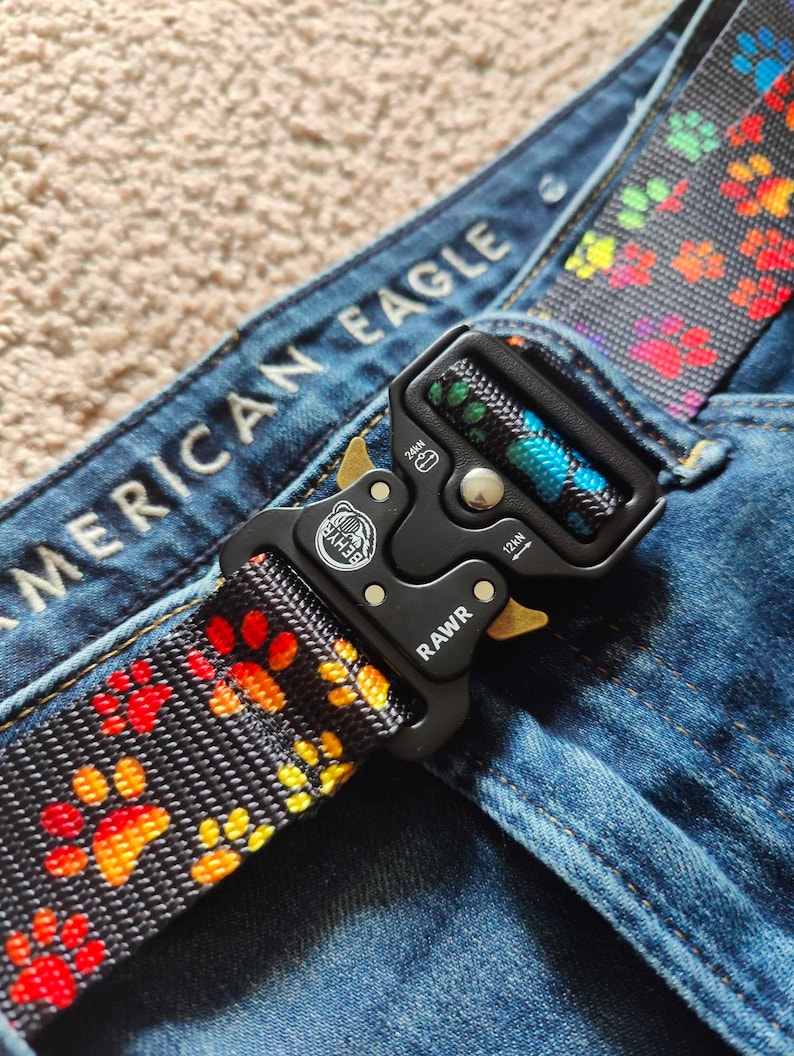 Belt - Rainbow Pup Paws Tactical Buckle - BEHYR Gear - Etsy