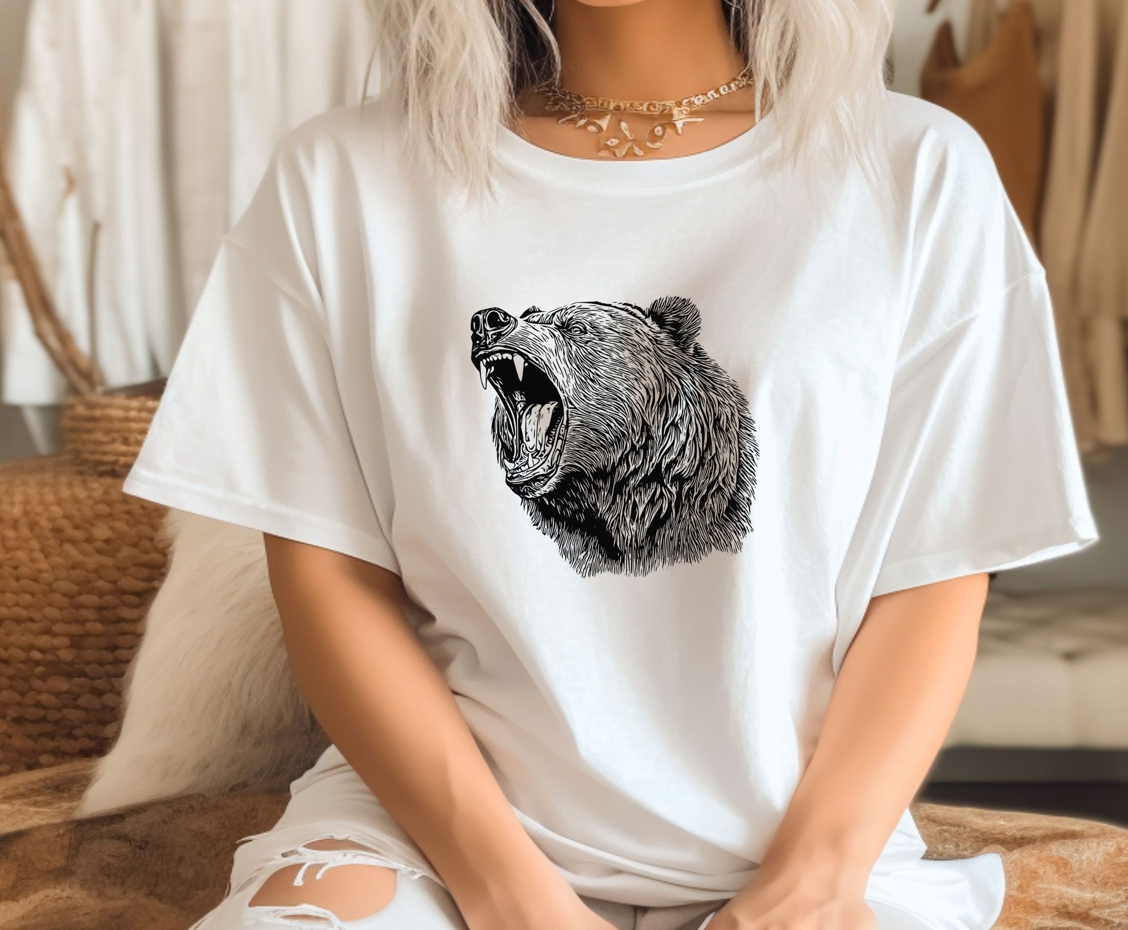 Cute Bear T-shirt, Wildlife Bear Shirt, Hunting Tee, Nature Tshirt ...