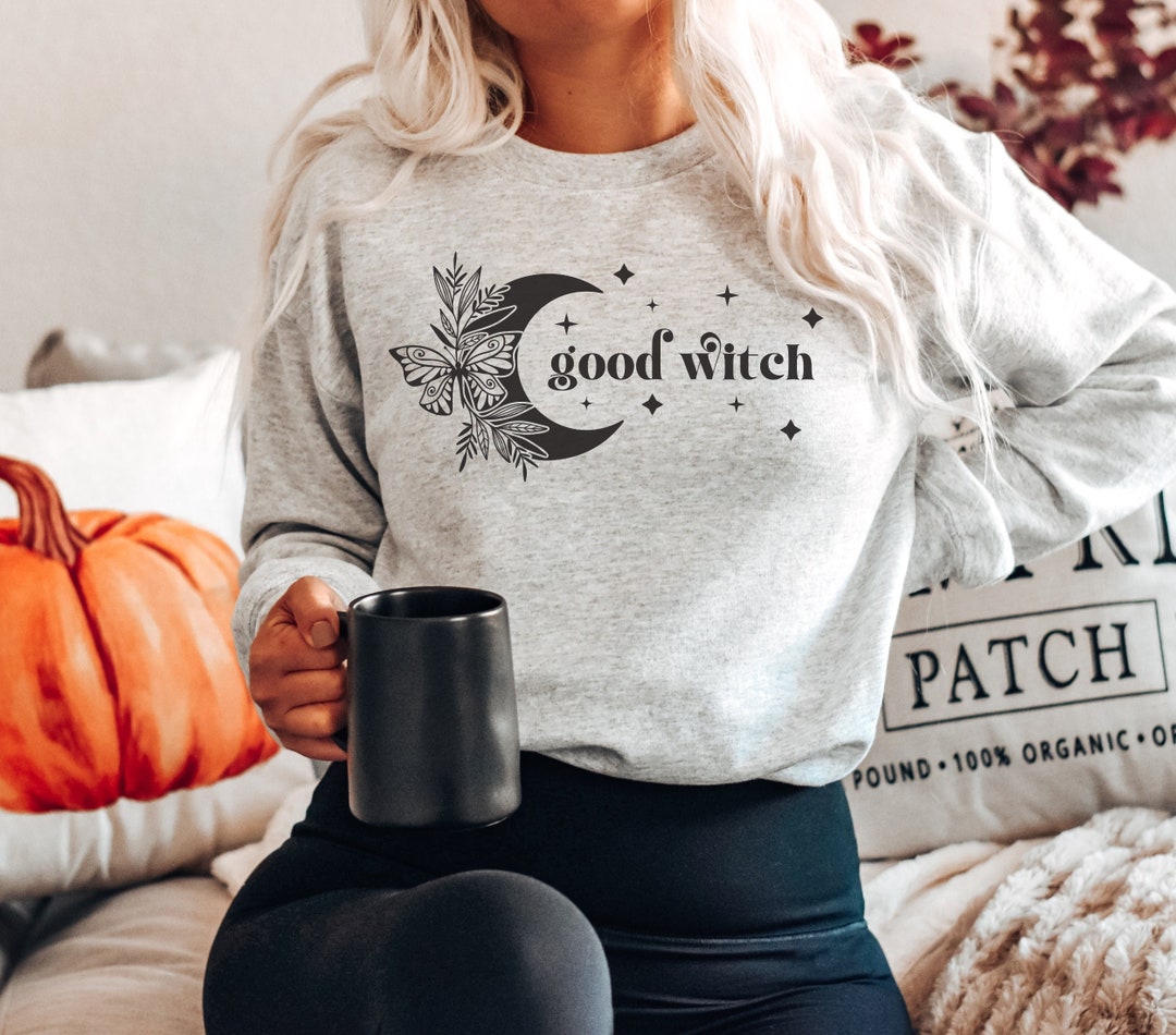 Good Witch Sweatshirt, Celestial Moon Sweater, Witchy Sweater, Crescent ...