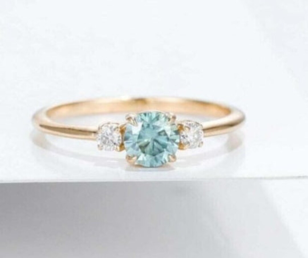 Light Blue Moissanite Engagement Ring 2CT Round Cut - Etsy