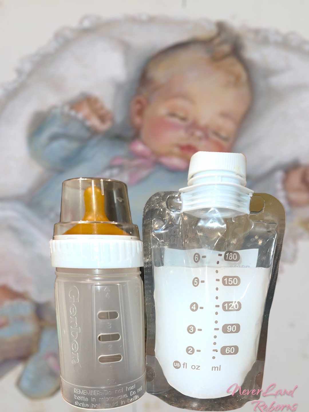Vintage Nurser Bundle for Reborn and Silicone Babies. Includes Bottle ...