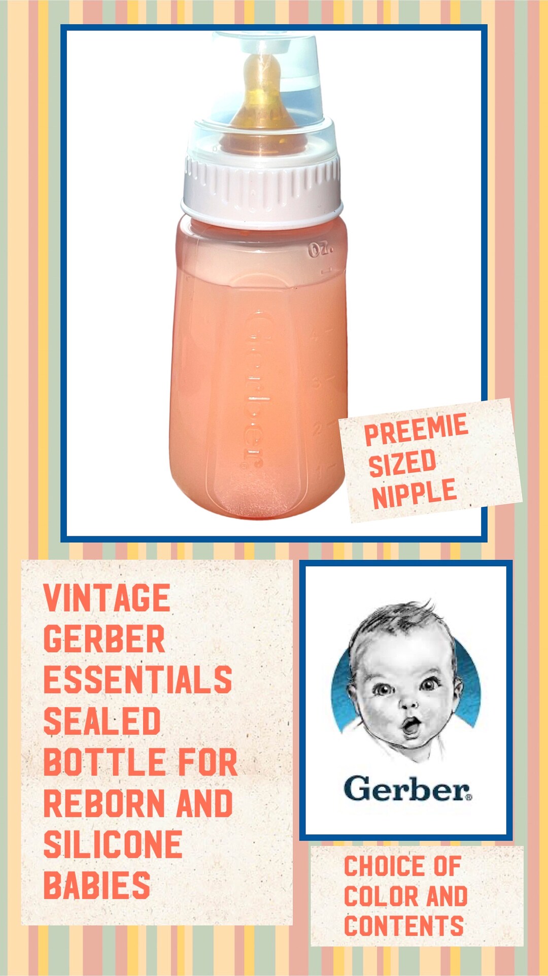 Vintage Gerber 4 Ounce Sealed Bottle With Preemie Size Nipple. Choice ...