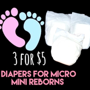 Micro Mini 3 Preemie Diapers for Reborns and Silicone Babies. - Etsy