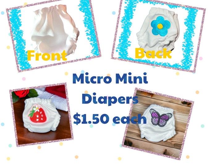 Micro Mini Diapers for Mini Baby Dolls, Stuff Animals and More. - Etsy