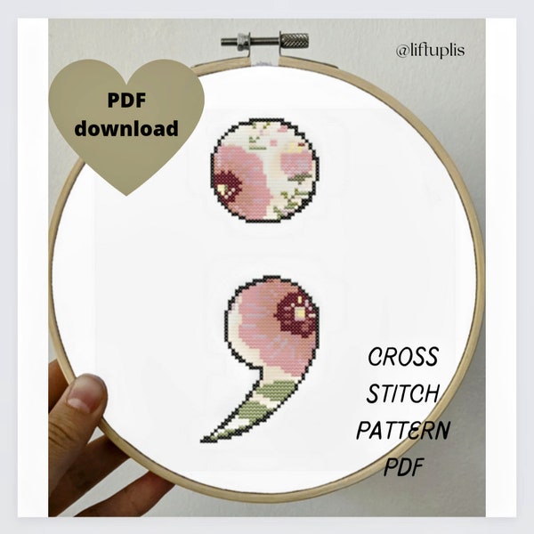 Semicolon Cross - Etsy