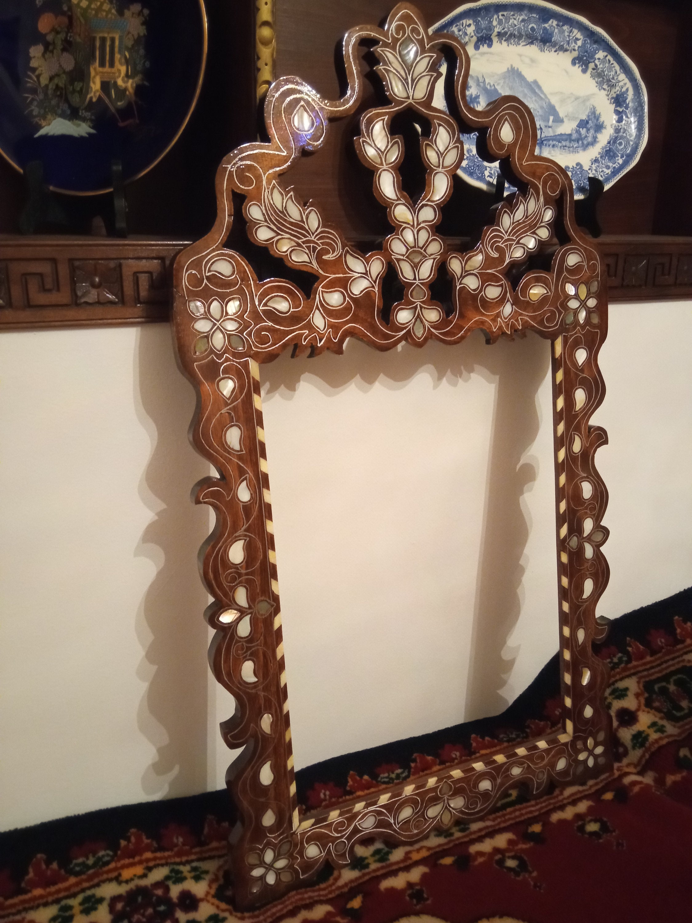 Moroccan Hand Carved Wooden Mirror Frame Vintage Style Mirror Frame Old ...