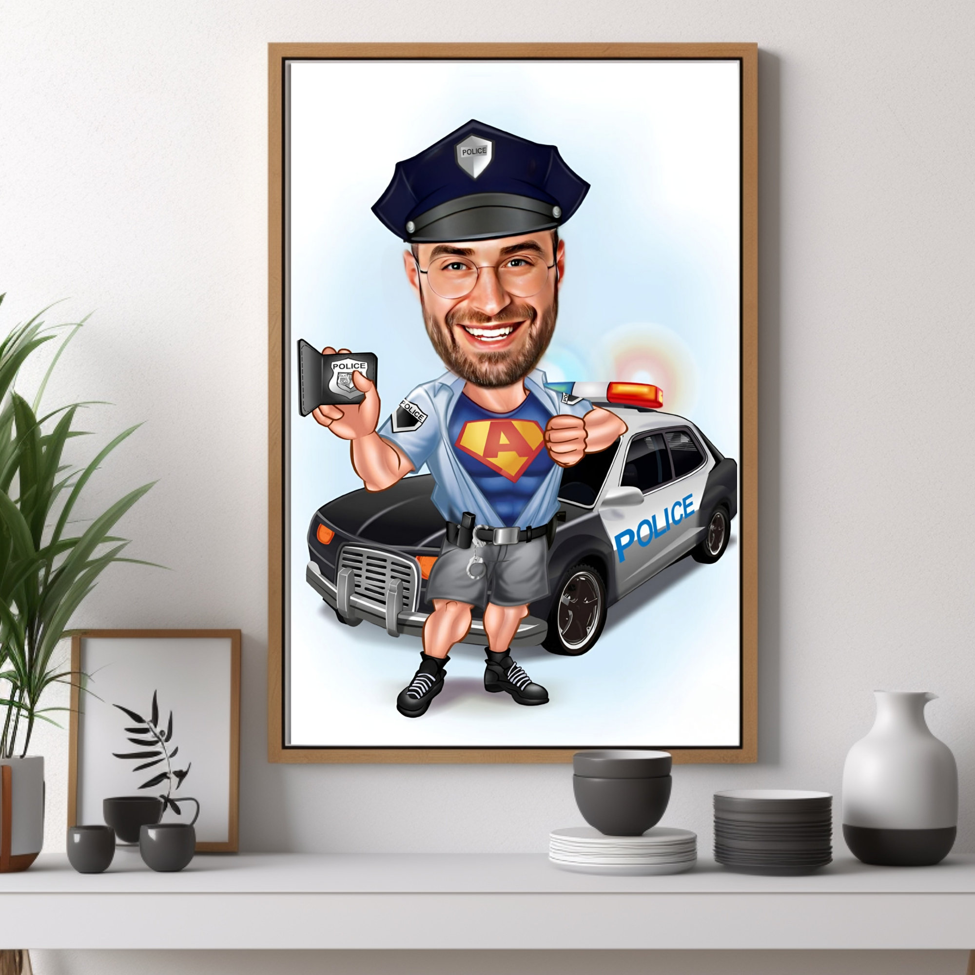 Personalized Police Officer Cartoon Portrait Custom Caricature Gift ...