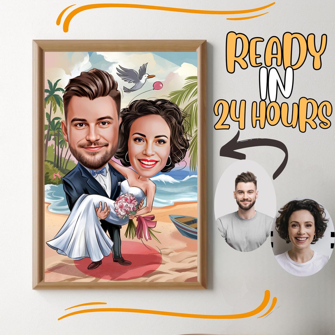 Custom Wedding Cartoon Portrait, Couple Portrait, Gift for Couple ...
