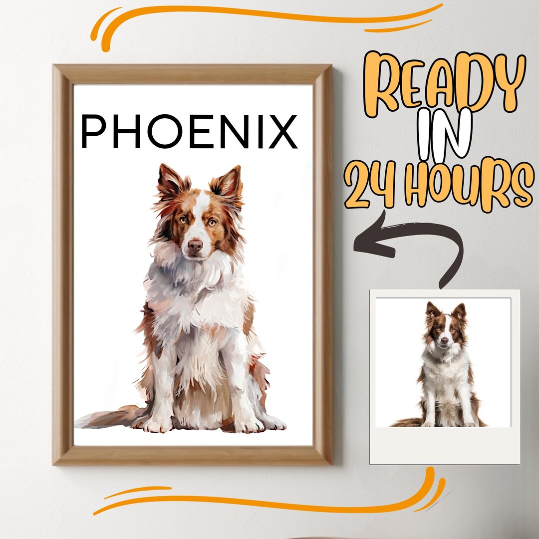 Custom Pet Portraits Using Pet Photo Personalized Digital Dog Portraits Cat Portraits Custom Dog ...
