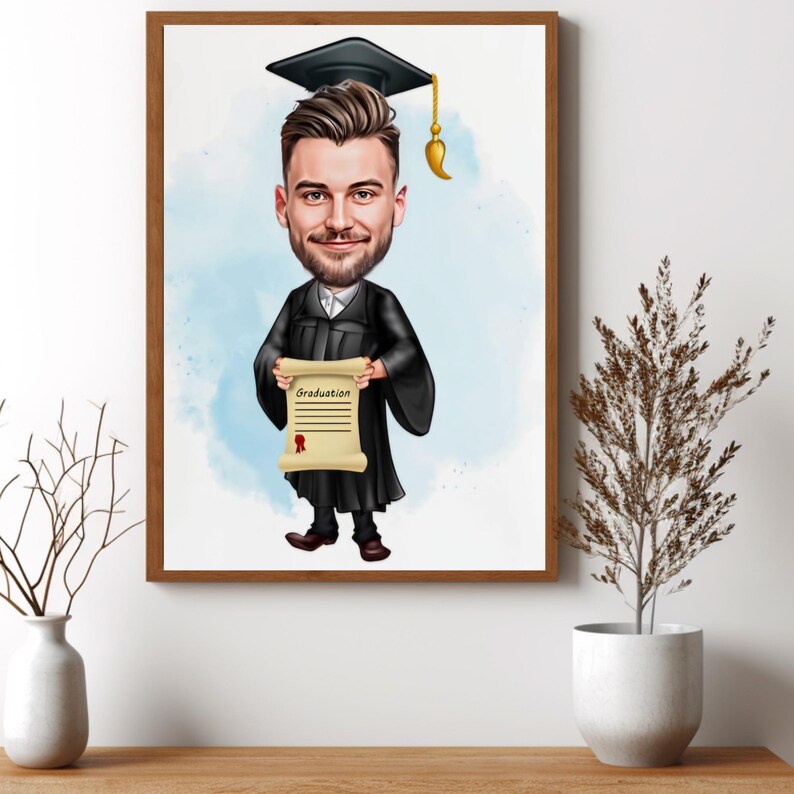 Custom Graduation Cartoon Portrait: Personalized Caricature Gift ...