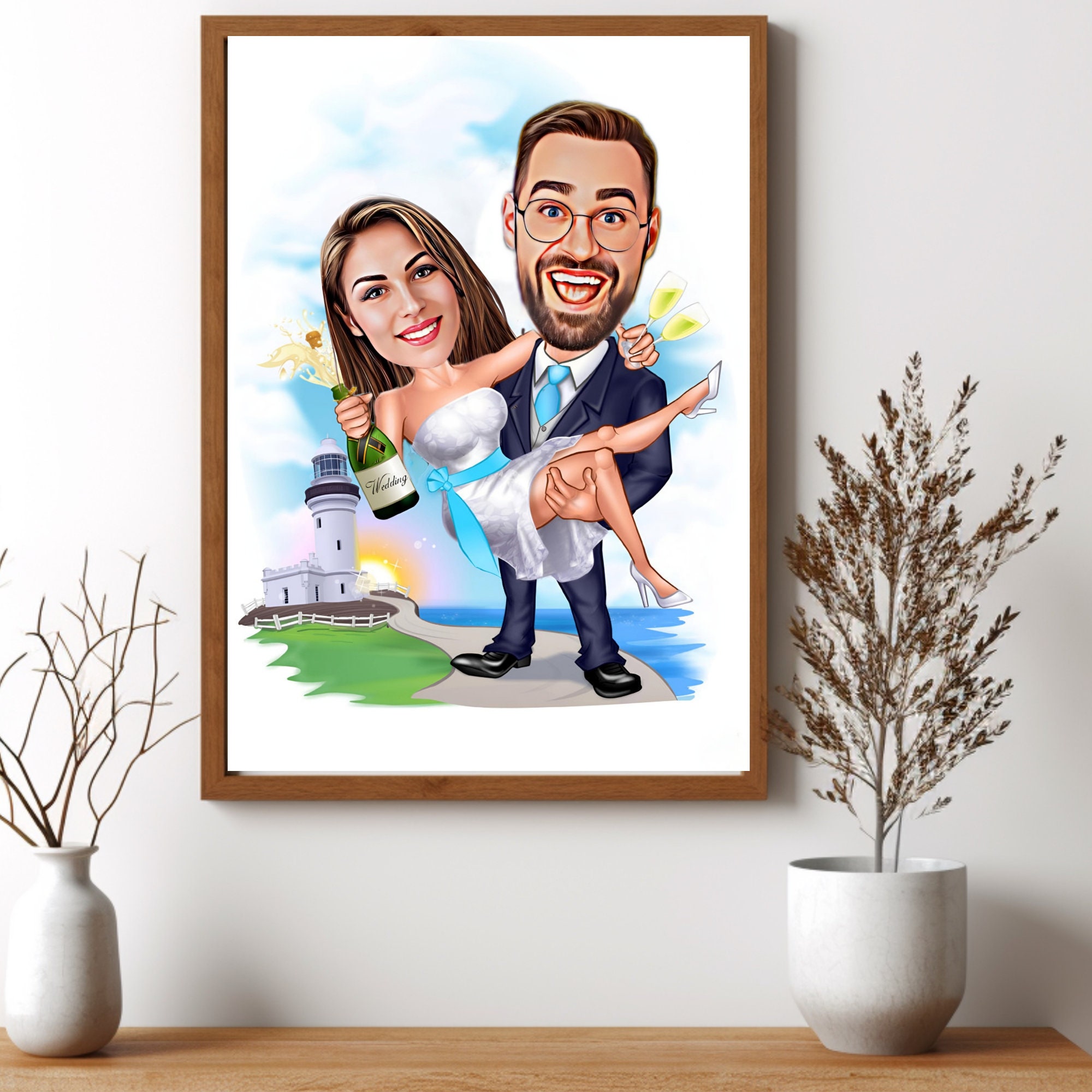 Custom Wedding Cartoon Portrait, Couple Portrait, Gift for Couple ...