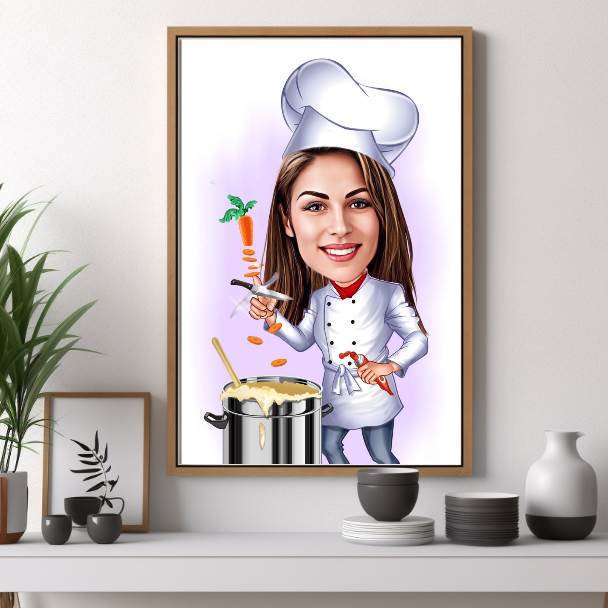 Custom Woman Chef Cartoon Portrait, Chef Caricature, Gift for Chef ...
