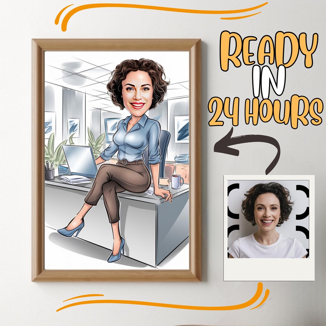 Custom Female Boss Cartoon Portrait: Personalized Caricature Art ...