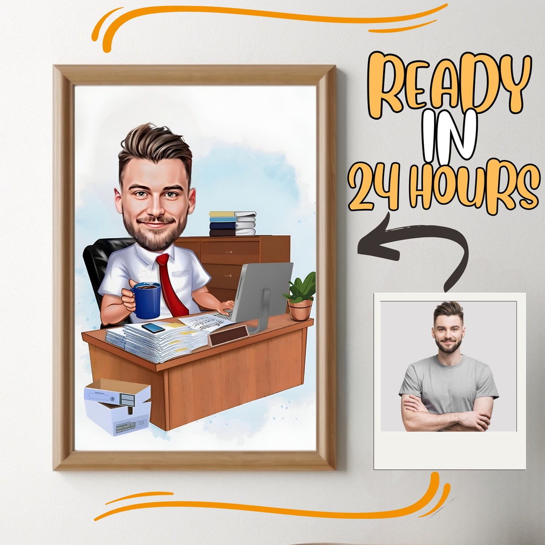Custom Boss Caricature From Photo, Boss Gift for Men, Boss Cartoon ...