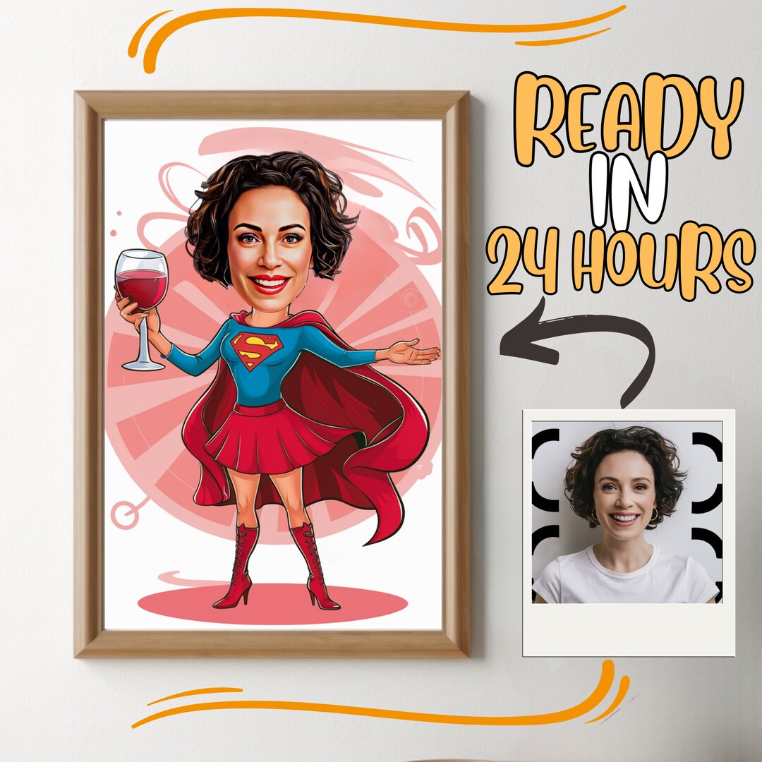 Custom Super Mom Cartoon Portrait, Mom Caricature, Gift for Mom, Mother ...