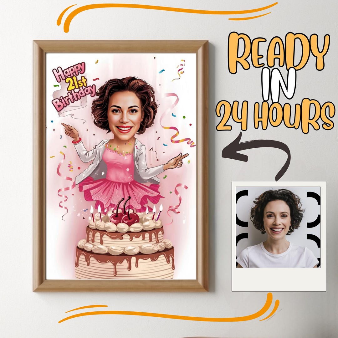 21st Birthday, Special Day Caricature, Photo to Cartoon, Birthday Gift ...
