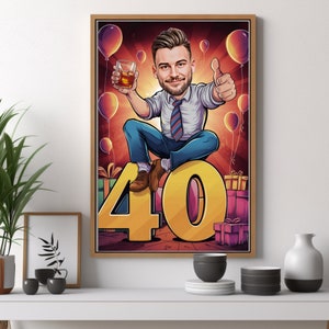 40th Birthday, Special Day Caricature, Photo to Cartoon, Birthday Gift ...