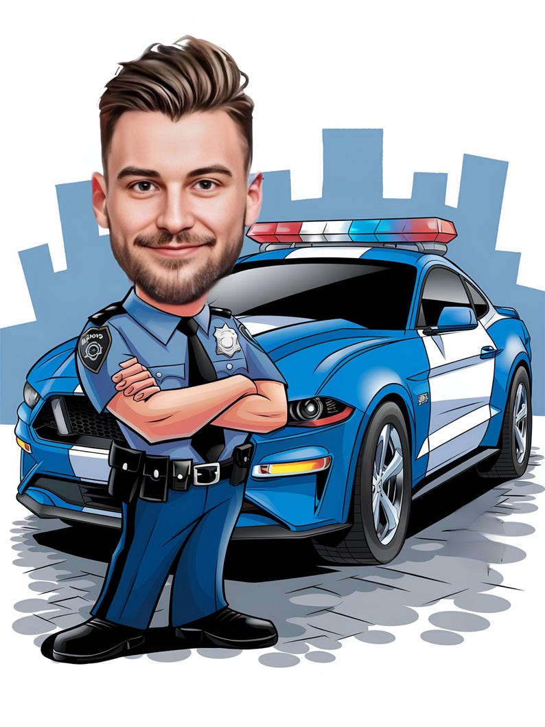 Personalized Police Officer Cartoon Portrait Custom Caricature Gift ...