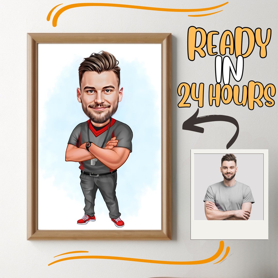 Custom Coach Cartoon Portrait, Coach Portrait, Coach Gift, Coach ...