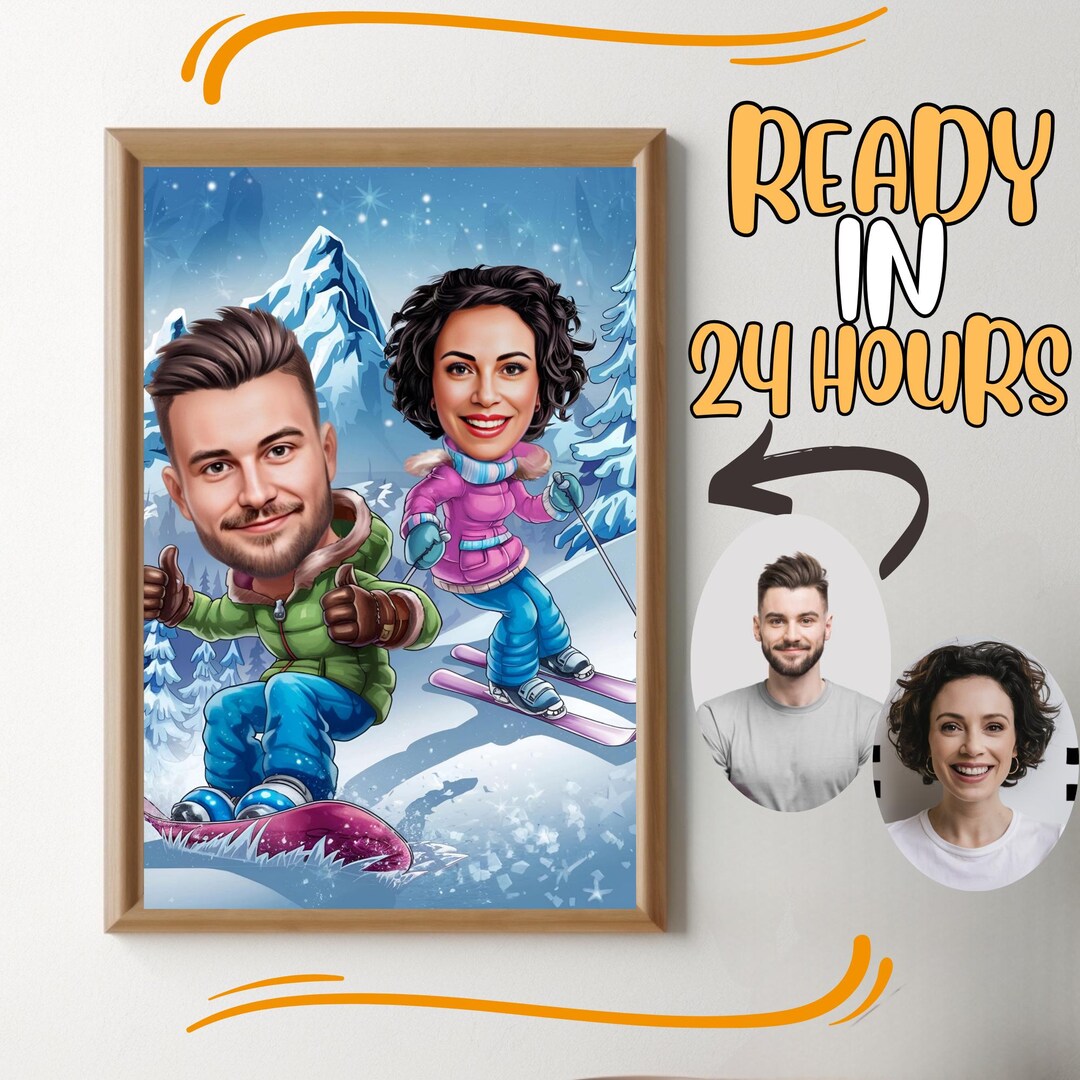 Custom Couple Cartoon Portrait, Couple Portrait, Couple Gift, Couple ...