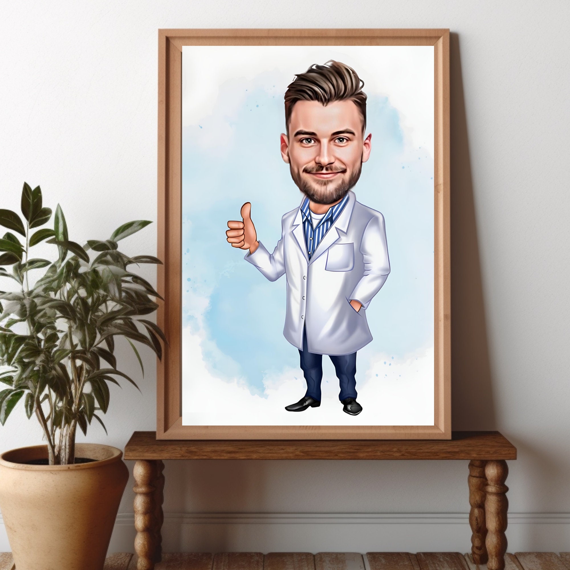 Custom Male Doctor Cartoon Portrait, Doctor Portrait, Doctor Caricature ...
