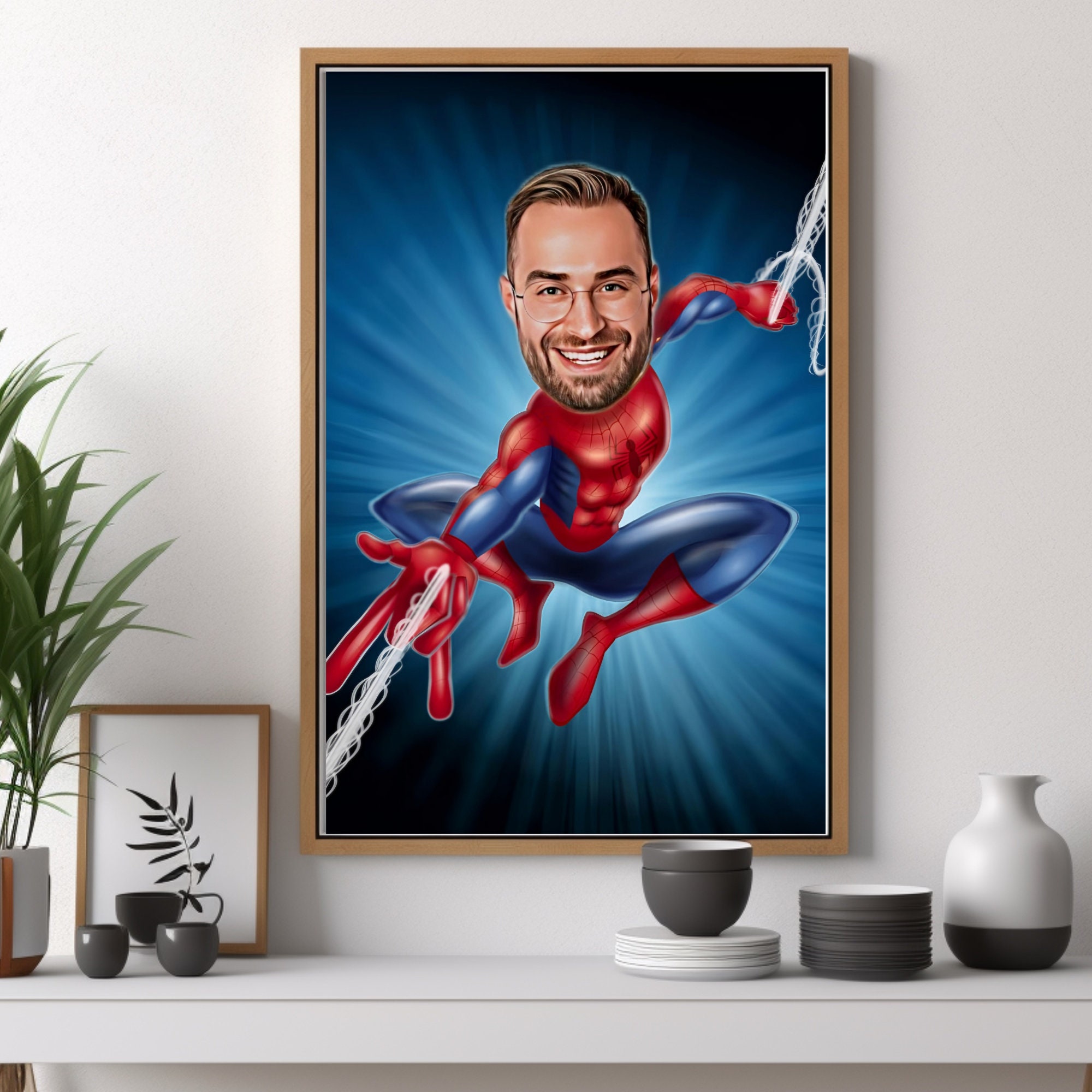 Personalized Superhero Cartoon Portrait, Custom Superhero Caricature ...
