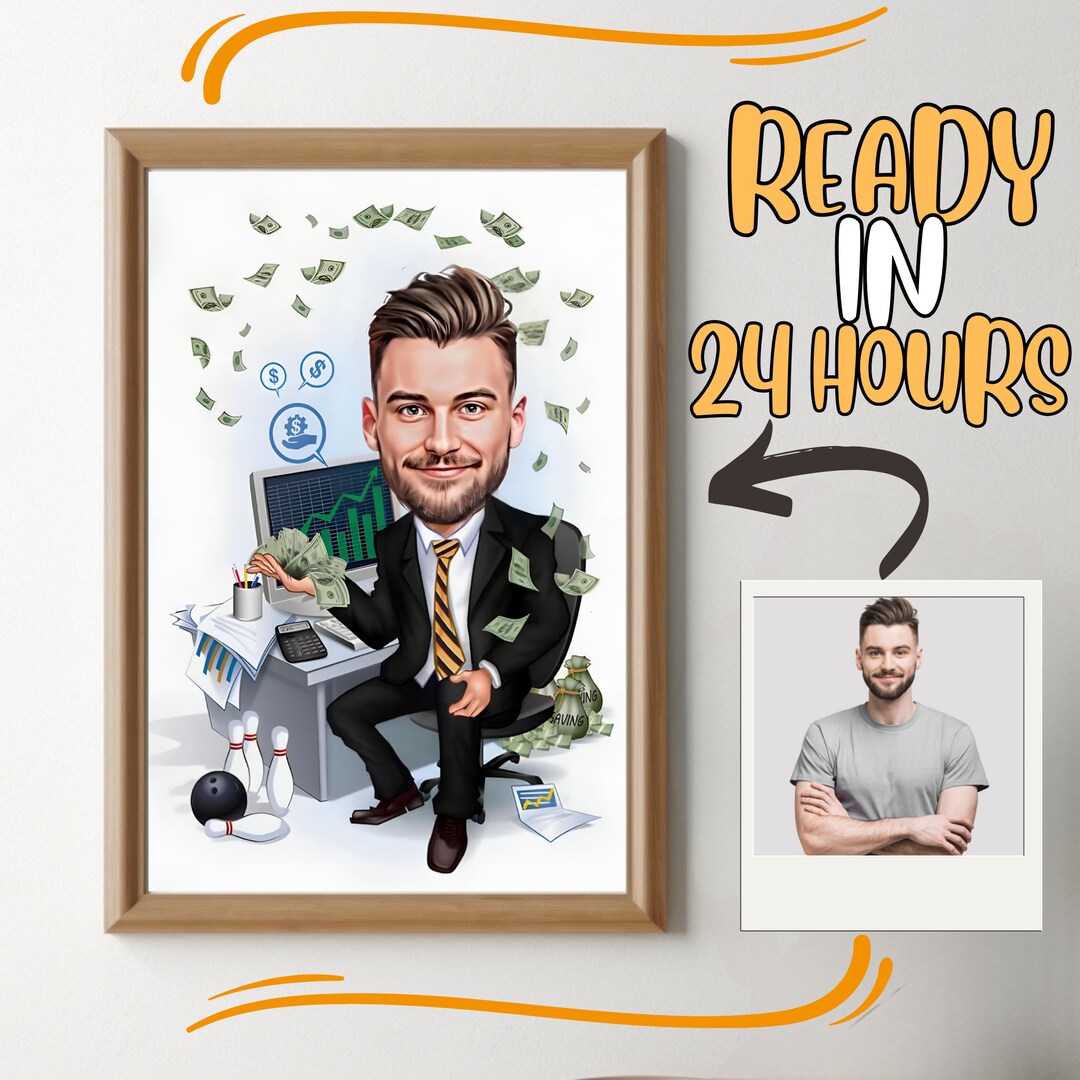 Custom Boss Caricature From Photo, Boss Gift for Men, Boss Cartoon ...