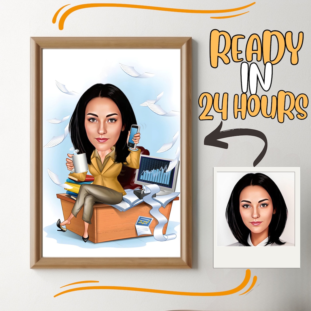 Custom Female Boss Cartoon Portrait, Boss Portrait, Gifts for Boss ...