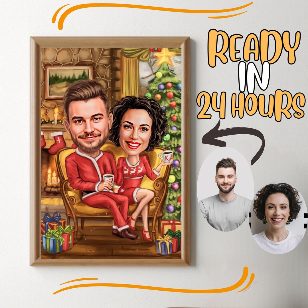 Custom Couple Cartoon Portrait, Couple Portrait, Couple Gift, Couple ...