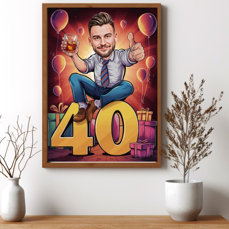 40th Birthday, Special Day Caricature, Photo to Cartoon, Birthday Gift ...