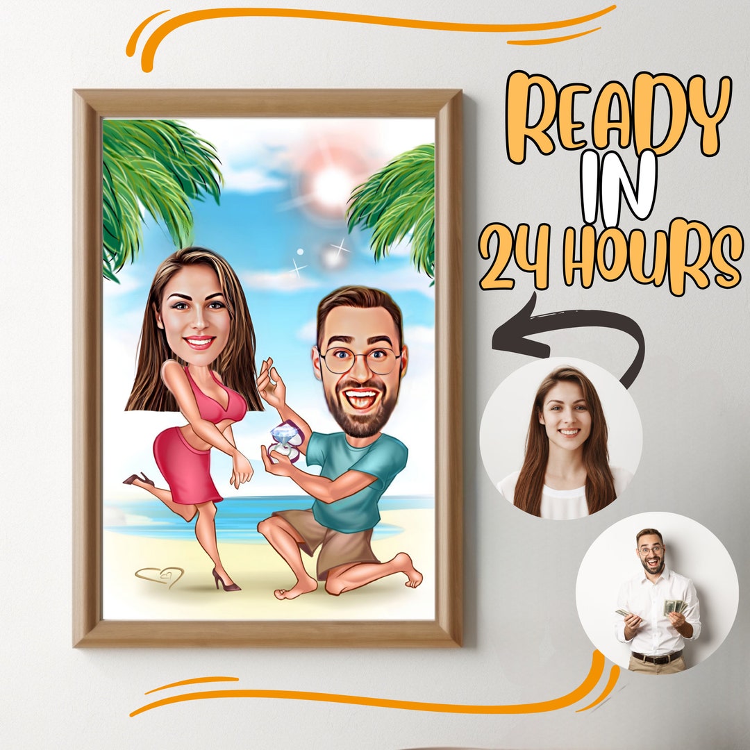 Couple Caricature, Custom Wedding Cartoon Portrait, Digital Art ...
