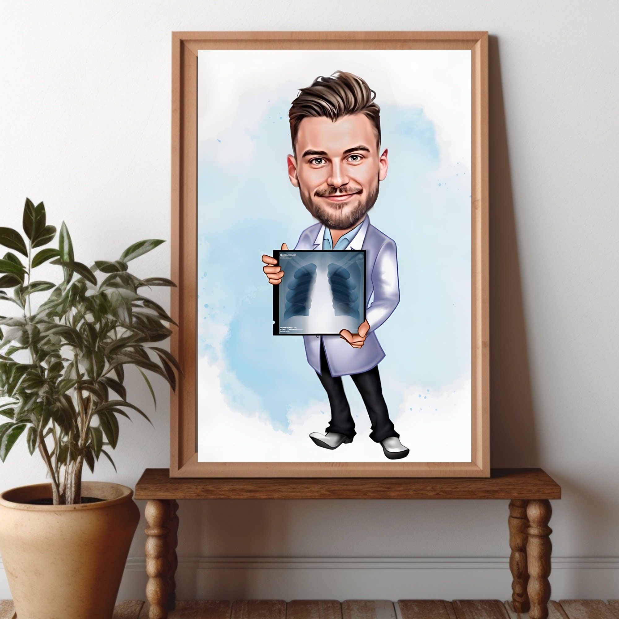Custom Male Doctor Cartoon Portrait, Doctor Portrait, Doctor Caricature ...