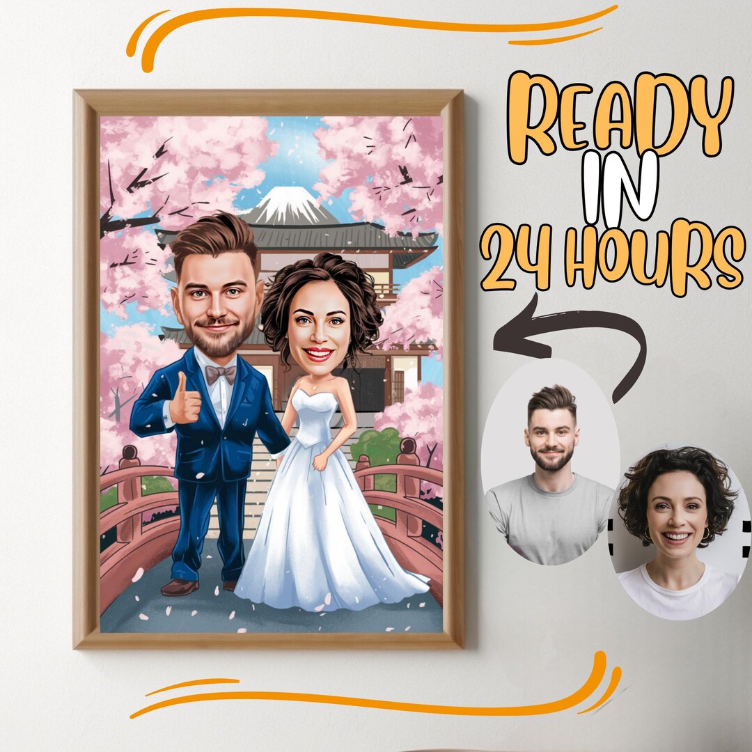 Wedding Caricature for Couple, Wedding Cartoon, Gift for Couple ...
