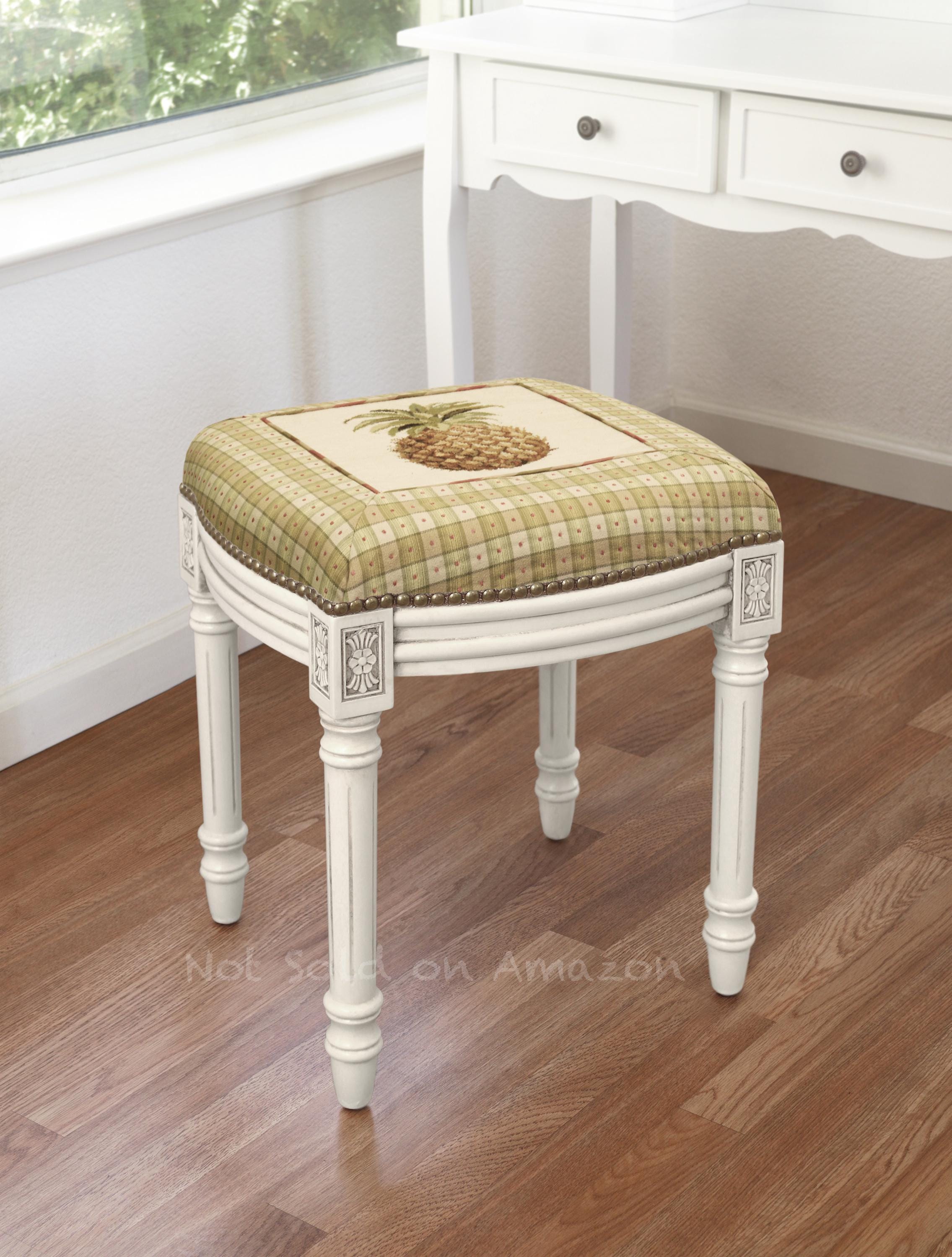 Pineapple Needlepoint Upholstered Vanity Stool - Etsy
