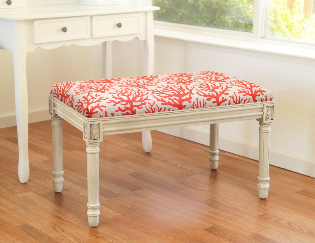 Coral Upholstered Bench - Etsy
